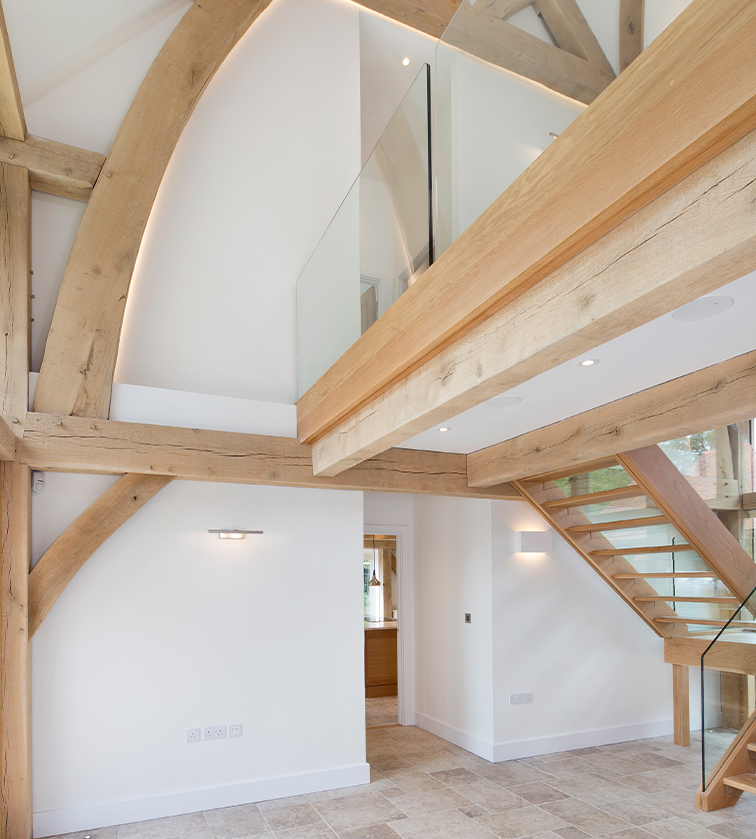 Oak supplied for a unique frame constructed by Westwind Oak.